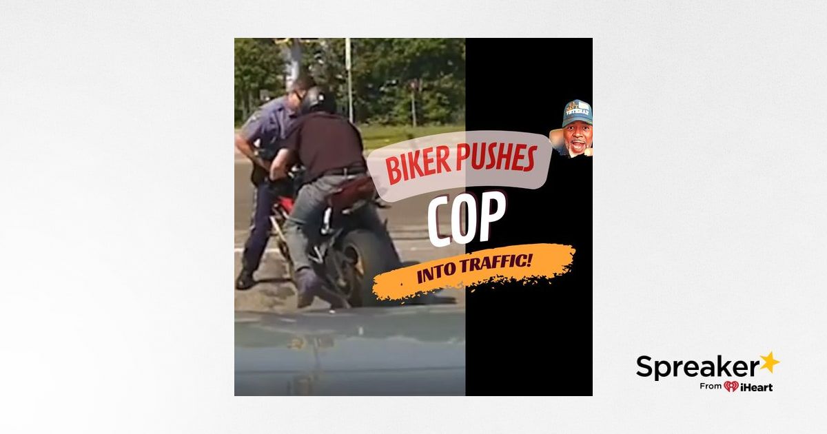 Biker Pushes Cop Into Oncoming Traffic