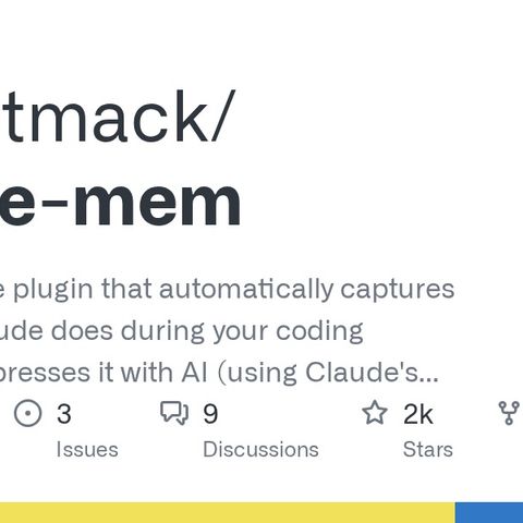 GitHub - thedotmack/claude-mem: A Claude Code plugin that automatically captures everything Claud...