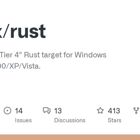 GitHub - rust9x/rust: UNOFFICIAL "Tier 4" Rust target for Windows 9x/Me/NT/2000/XP/Vista.